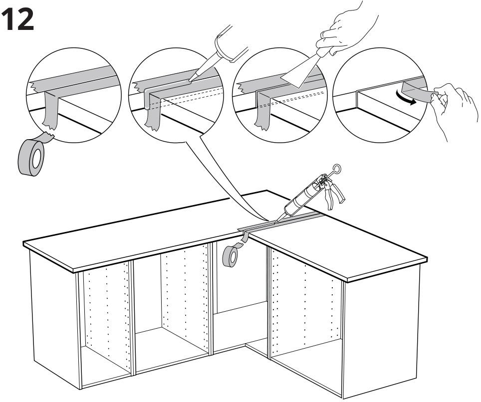 How to Apply Silicone to Seal IKEA EKBACKEN Worktops | ManualsLib