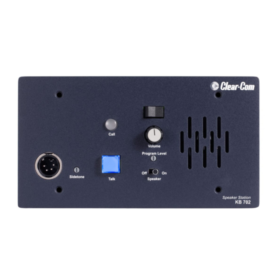 CLEAR-COM KB-702 USER MANUAL Pdf Download | ManualsLib