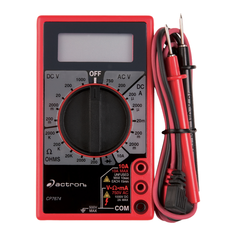ACTRON DIGITAL MULTITESTER CP7674 INSTRUCTION MANUAL Pdf Download ...