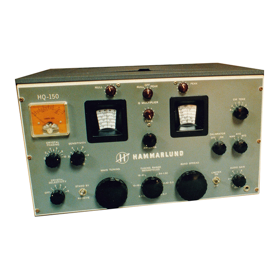 HAMMARLUND HQ-150 TECHNICAL DESCRIPTION AND OPERATING INSTRUCTIONS Pdf ...