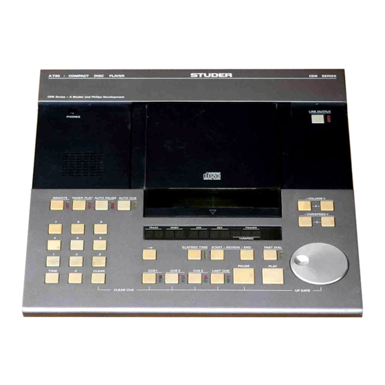 STUDER A730 OPERATING AND SERVICE INSTRUCTIONS Pdf Download | ManualsLib