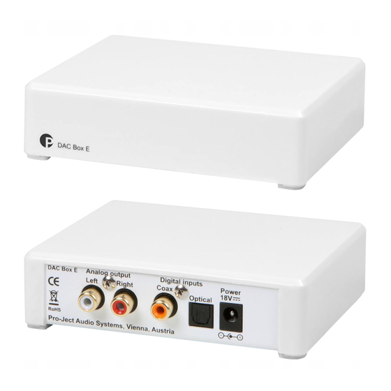 PRO-JECT AUDIO SYSTEMS DAC BOX E INSTRUCTIONS FOR USE Pdf Download ...