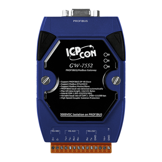 ICP DAS USA GW-7552 QUICK START USER MANUAL Pdf Download | ManualsLib