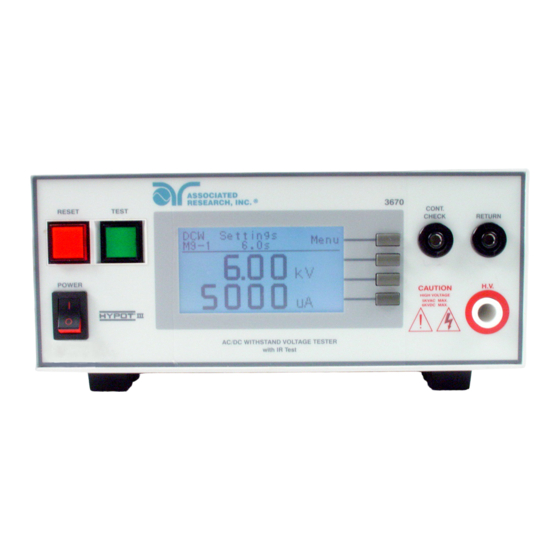 ASSOCIATED RESEARCH HYPOT III 3605 OPERATION AND SERVICE MANUAL Pdf ...