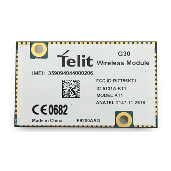 TELIT WIRELESS SOLUTIONS G30 HARDWARE USER'S MANUAL Pdf Download ...