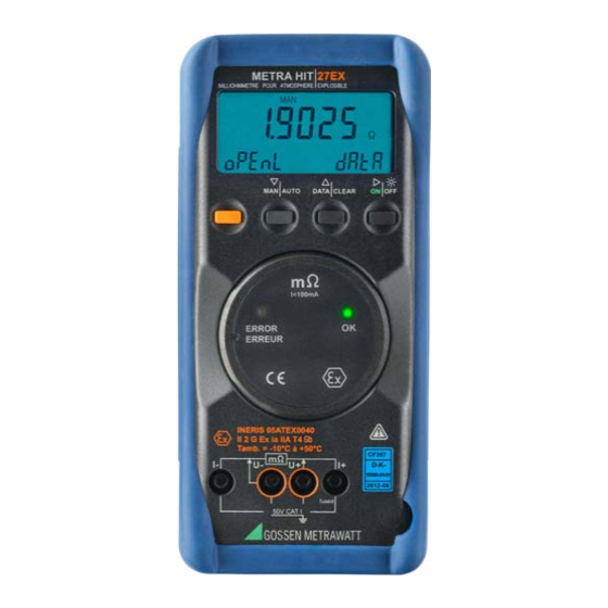 GOSSEN METRAWATT METRA HIT 27EX OPERATING INSTRUCTIONS MANUAL Pdf ...