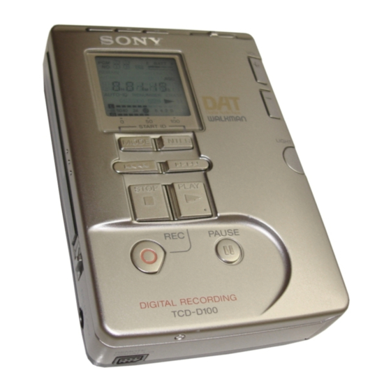 SONY WALKMAN TCD-D100 SERVICE MANUAL Pdf Download | ManualsLib
