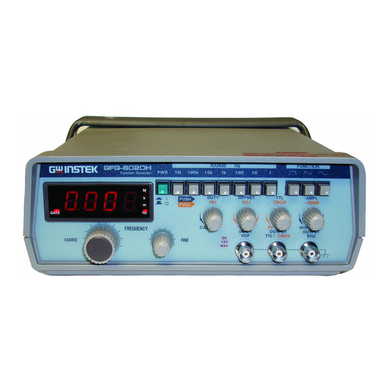 GW INSTEK GFG-8020H USER MANUAL Pdf Download | ManualsLib