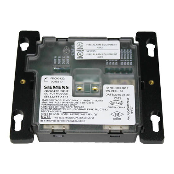 SIEMENS FDCIO422 INSTALLATION INSTRUCTIONS MANUAL Pdf Download | ManualsLib