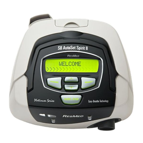 RESMED POSITIVE AIRWAY PRESSURE DEVICE S8 SERIES II USER MANUAL Pdf ...
