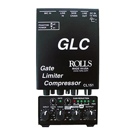 ROLLS COMPRESSOR/LIMITER/GATE CL151 GLC QUICK START MANUAL Pdf Download ...