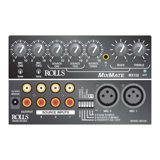 ROLLS MIXMATE MX152 OWNER'S MANUAL Pdf Download | ManualsLib