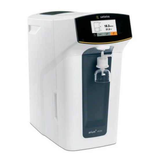 SARTORIUS ARIUM MINI PLUS WATER SYSTEM OPERATING INSTRUCTIONS MANUAL ...