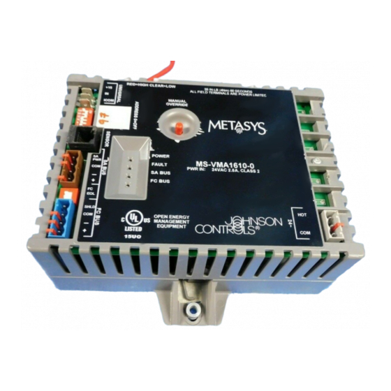 JOHNSON CONTROLS METASYS VMA1610 CONTROLLER INSTALLATION INSTRUCTIONS ...