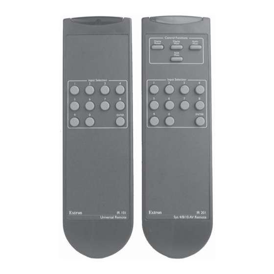 EXTRON ELECTRONICS IR 101 UNIVERSAL REMOTE REMOTE CONTROL USER MANUAL ...