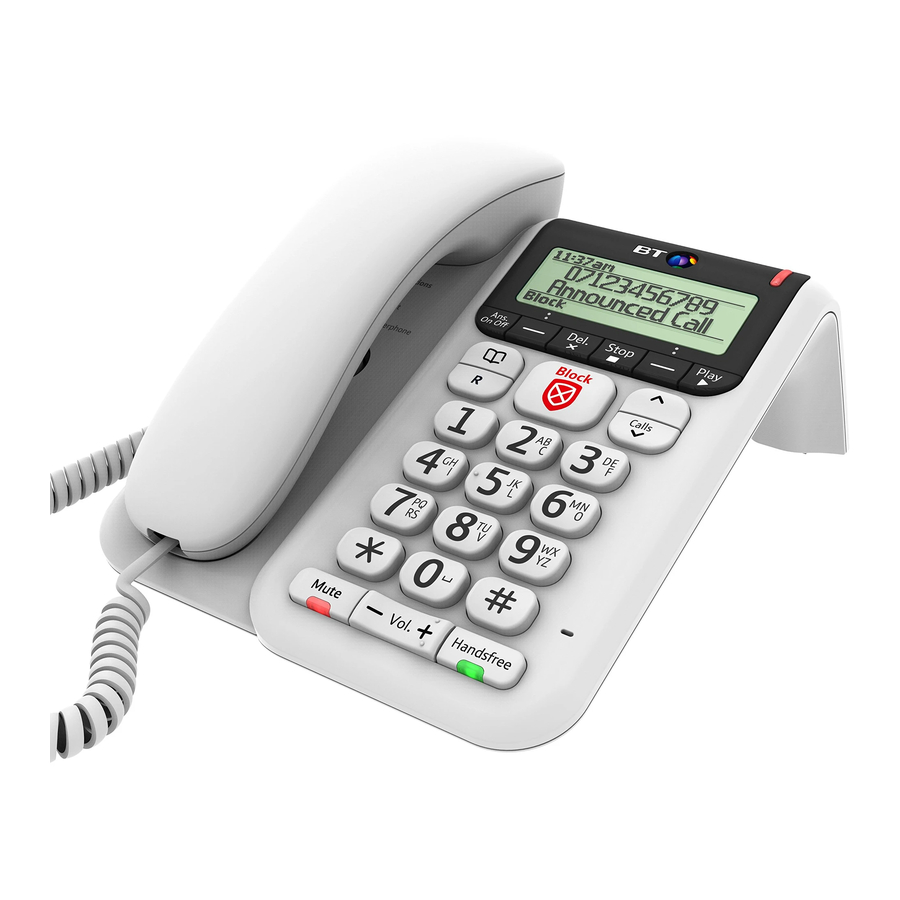 BT DECOR 2600 TELEPHONE USER MANUAL | ManualsLib