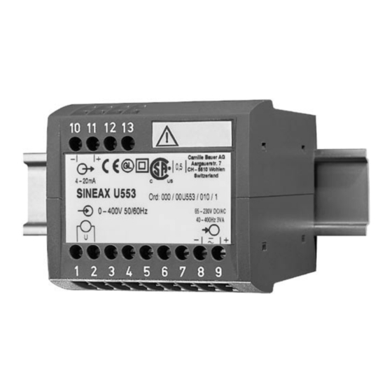 CAMILLE BAUER SINEAX U553 TRANSDUCER OPERATING INSTRUCTIONS MANUAL ...