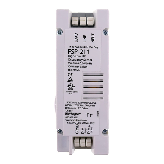 WATTSTOPPER FSP-211 INSTALLATION INSTRUCTIONS Pdf Download | ManualsLib