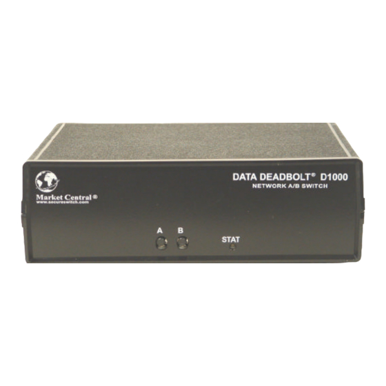 MARKET CENTRAL DATA DEADBOLT D1000 SERIES SWITCH USER MANUAL | ManualsLib