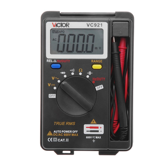 VICTOR VC921 MULTIMETER OPERATION MANUAL | ManualsLib