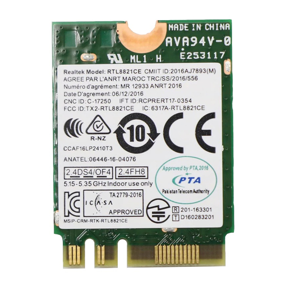 REALTEK RTL8821CE ADAPTER USER MANUAL | ManualsLib