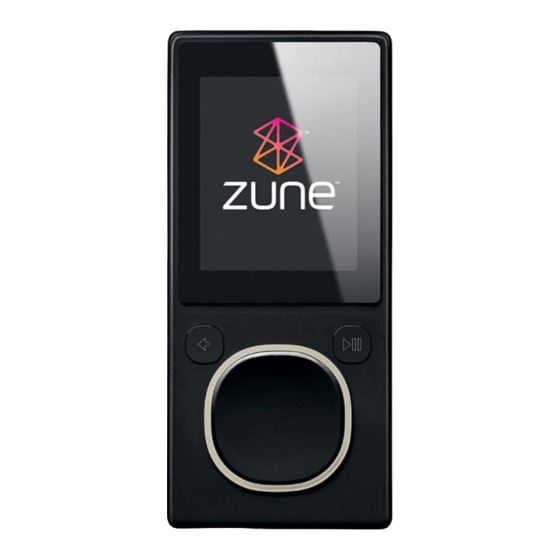 MICROSOFT ZUNE MP3 PLAYER PRODUCT MANUAL | ManualsLib