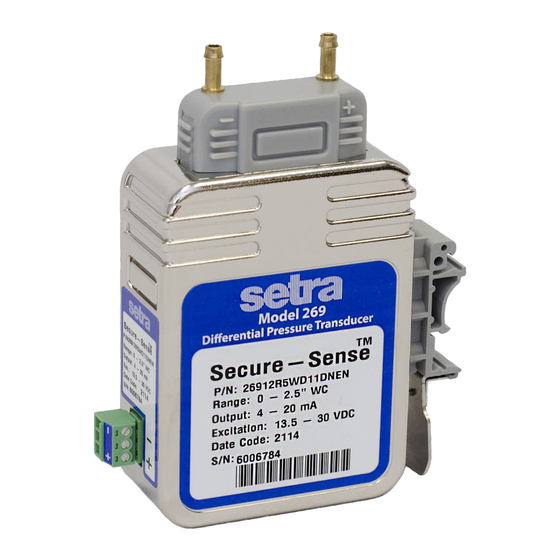 SETRA SYSTEMS 269 TRANSDUCER INSTALLATION MANUAL | ManualsLib