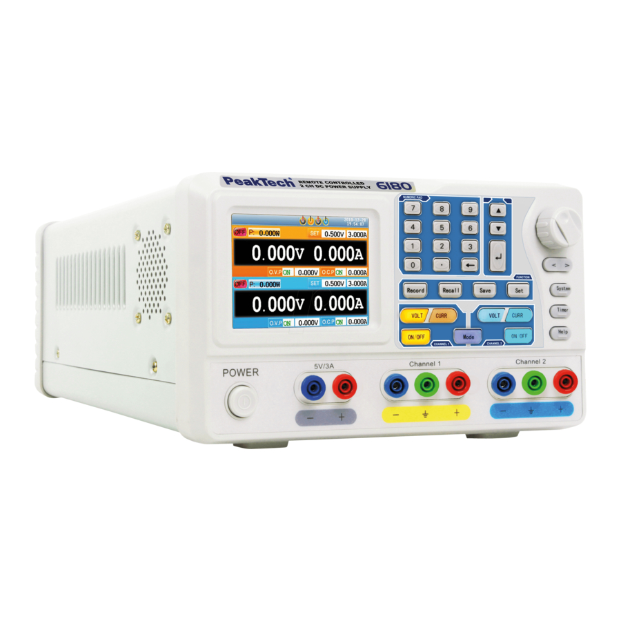 PEAKTECH 6180 POWER SUPPLY OPERATION MANUAL | ManualsLib