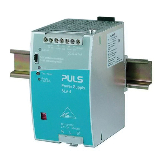 PULS AS-INTERFACE SLA4.100 POWER SUPPLY INSTALLATION MANUAL | ManualsLib
