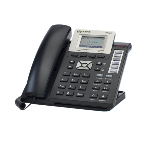 ZULTYS ZIP 33G IP PHONE QUICK USER MANUAL | ManualsLib