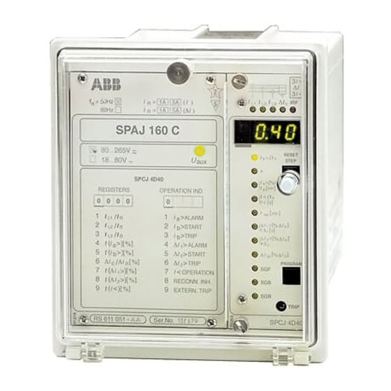 ABB SPAJ 160 C RELAY USER MANUAL AND TECHNICAL DESCRIPTION | ManualsLib