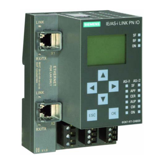 SIEMENS SIMATIC NET IE/AS-INTERFACE LINK PN IO MANUAL Pdf Download ...
