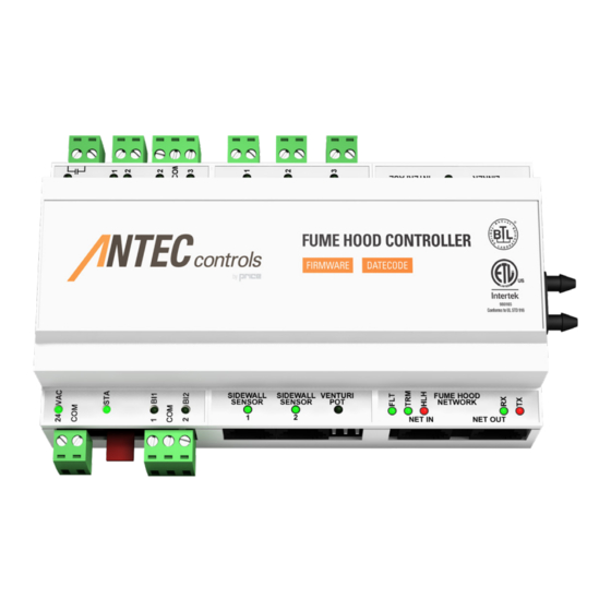 ANTEC FUME HOOD CONTROLLER SERIES MANUAL Pdf Download | ManualsLib