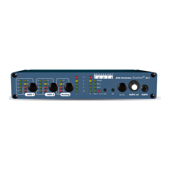 BROADCAST TOOLS AES SWITCHER SENTINEL 2+1 INSTALLATION AND OPERATION ...