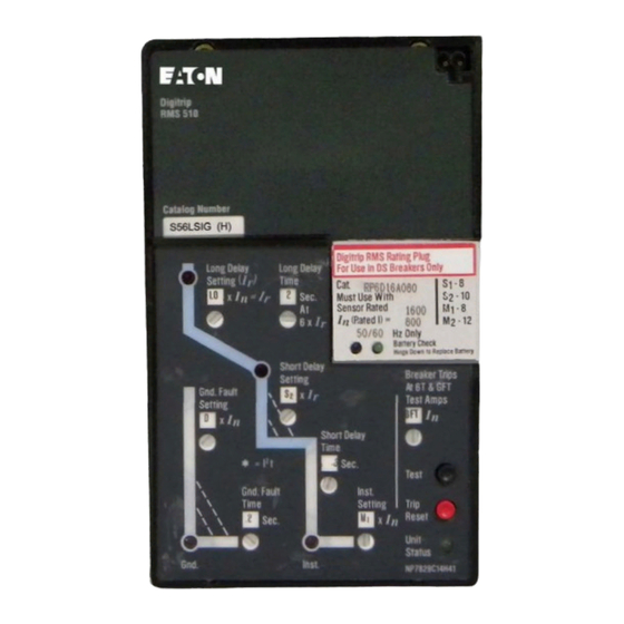 EATON CUTLER-HAMMER DIGITRIP RMS 510 TRIP UNIT INSTRUCTIONS MANUAL Pdf ...
