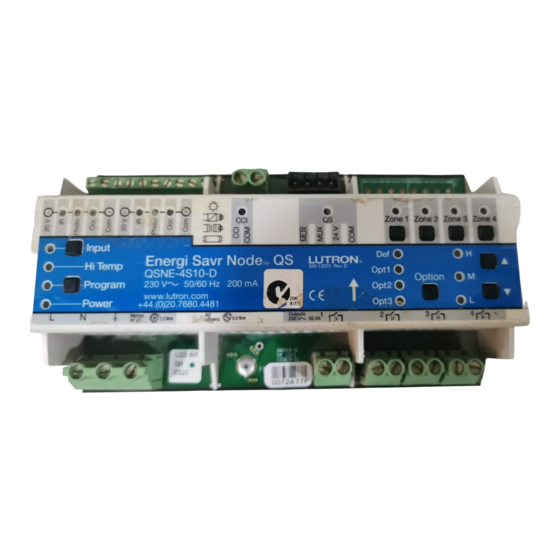 LUTRON ELECTRONICS ENERGI SAVR NODE QS QSNE-4S10-D PROGRAMMING MANUAL ...