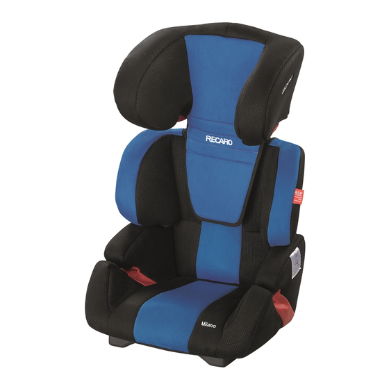 RECARO MILANO SEATFIX INSTRUCTIONS FOR INSTALLATION AND USE MANUAL Pdf ...