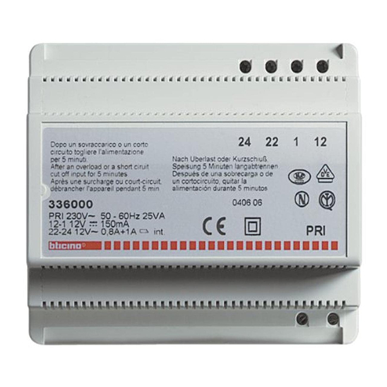 BTICINO TERRANEO 306000 INSTRUCTION SHEET Pdf Download | ManualsLib