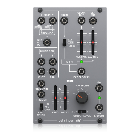 BEHRINGER 150 RING MOD/NOISE/S&H/LFO QUICK START MANUAL Pdf Download | ManualsLib