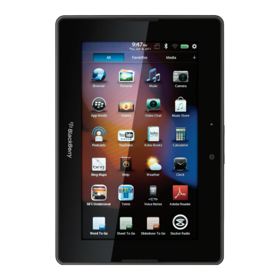 BLACKBERRY PLAYBOOK 16GB TAB QUICK START MANUAL Pdf Download | ManualsLib
