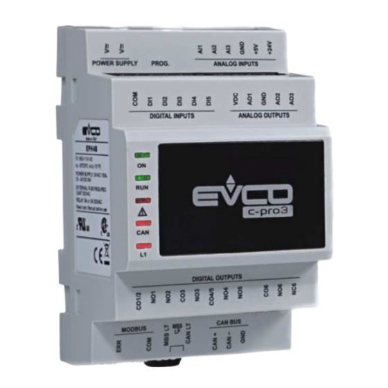 EVCO C-PRO 3 MICRO AHU APPLICATIONS MANUAL Pdf Download | ManualsLib