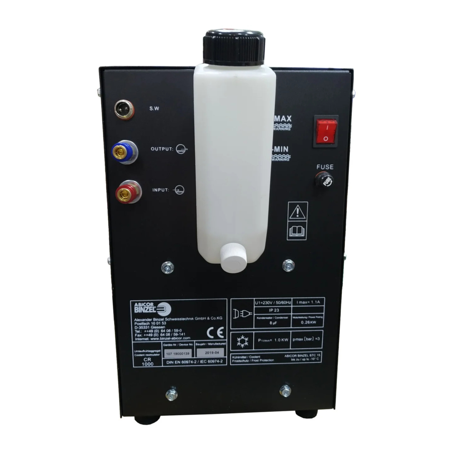 ABICOR BINZEL CR1000 OPERATING INSTRUCTIONS MANUAL Pdf Download | ManualsLib