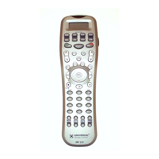 UNIVERSAL REMOTE CONTROL RF10 MASTERCONTROL OWNER'S MANUAL Pdf Download ...