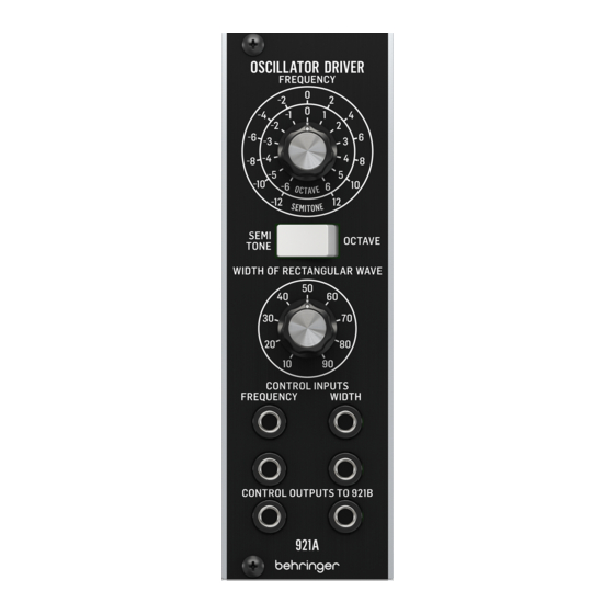 BEHRINGER 921A OSCILLATOR DRIVER QUICK START MANUAL Pdf Download | ManualsLib