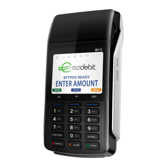 EZIDEBIT EFTPOS D210E QUICK START MANUAL Pdf Download | ManualsLib