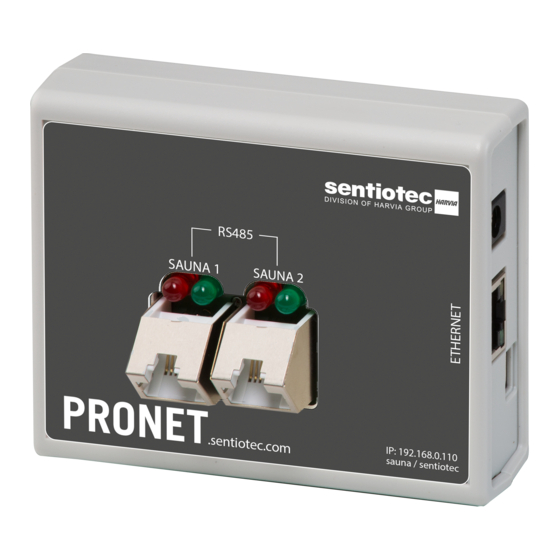 HARVIA SENTIO PRONET INSTRUCTIONS FOR INSTALLATION AND USE MANUAL Pdf ...