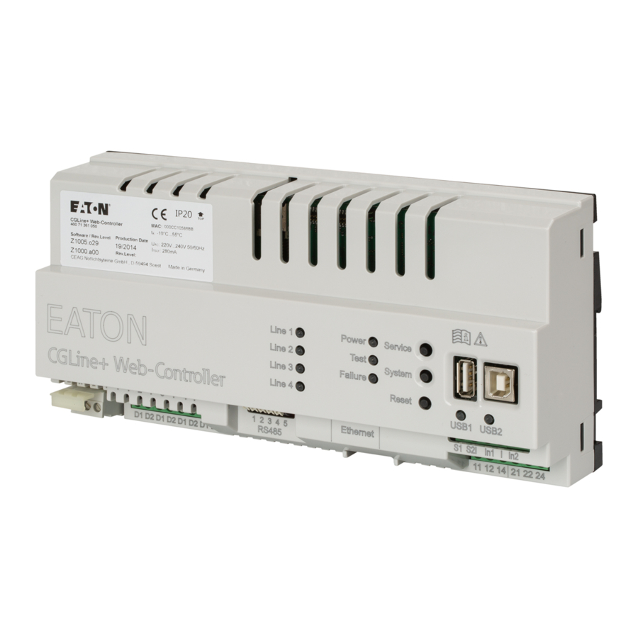 EATON CGLINE+ WEB CONTROLLER INSTALLATION AND OPERATING INSTRUCTIONS ...