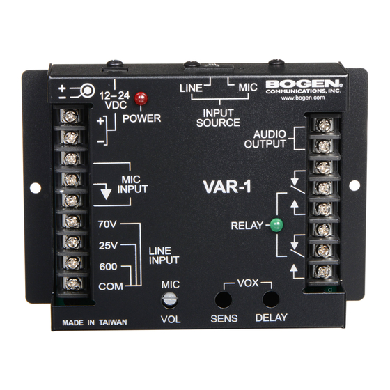 BOGEN VAR1 QUICK START MANUAL Pdf Download | ManualsLib