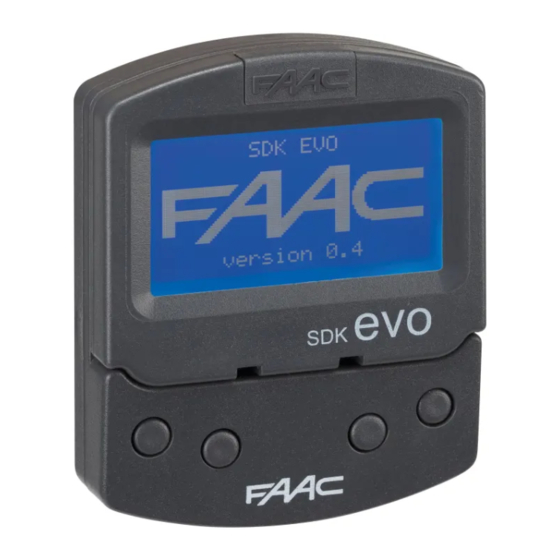 FAAC SDK EVO USER MANUAL Pdf Download | ManualsLib