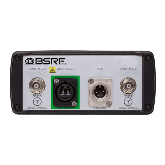 BSRF AFB-250 USER MANUAL Pdf Download | ManualsLib